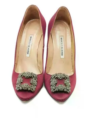 Manolo Blahnik Jewel-buckle Satin Pumps