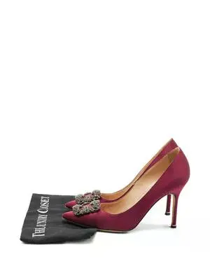 Manolo Blahnik Jewel-buckle Satin Pumps
