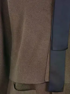 Sacai Layered Wool Cardigan With Silk Tie Collar