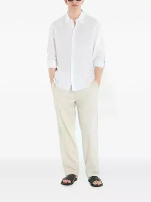 Calvin Klein Straight-leg Linen Trousers - Neutrals