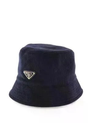 Prada 2010s Enamelled Triangle Logo Bucket Hat