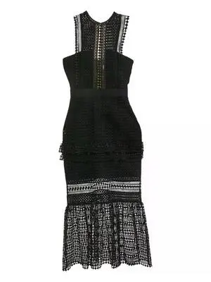 SELF-PORTRAIT Lace Panel Midi Dress