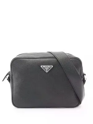 Prada 2010s Triangle Logo Shoulder Bag - Black