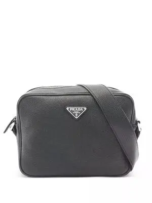 Prada 2010s Triangle Logo Shoulder Bag - Black