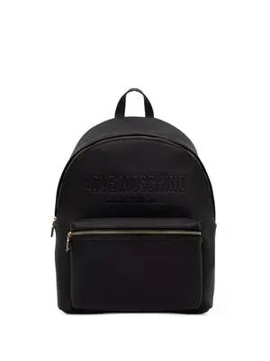 Moschino Logo-embossed Front-zip Backpack - Black