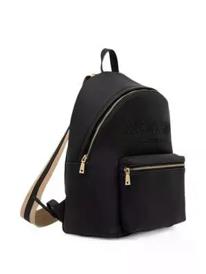 Moschino Logo-embossed Front-zip Backpack - Black