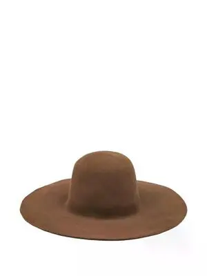 MAISON MICHEL Flat Brim Hat - Brown