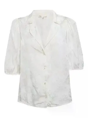 Maje Leaf Jacquard Puff Sleeve Shirt