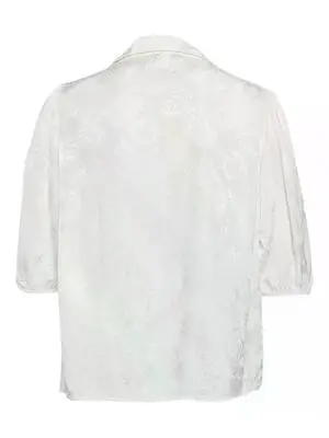 Maje Leaf Jacquard Puff Sleeve Shirt