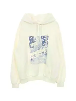 Celine Off-white Cotton Wave-print Hoodie