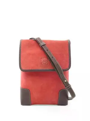 Loewe 2000s Anagram Suede Shoulder Bag - Red