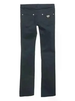 Roberto Cavalli Dark Stretch Cotton Trousers With Metal Logo