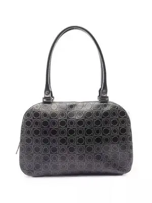 FERRAGAMO 2000s Gancini Embossed Tote Bag - Black