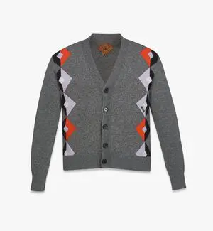Mcm Wool Jacquard Diamond Monogram Cardigan