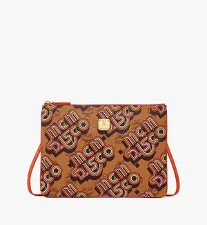 Mcm Aren Crossbody Pouch In Disco Visetos - Cognac
