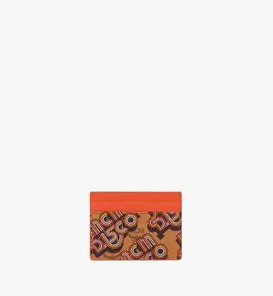 Mcm Aren Card Case In Disco Visetos - Cognac