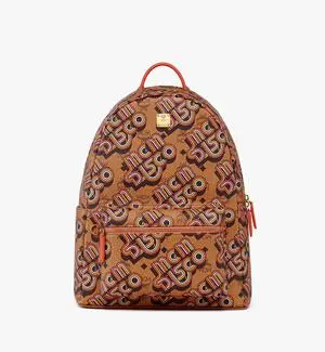 Mcm Stark Backpack In Disco Visetos - Cognac