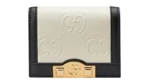 Gucci Gg Embossed Card Case Wallet - White Black