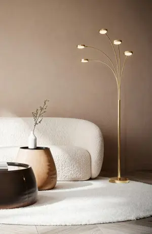 BRIGHTECH Orion 74" Gold Led Tree Arc Floor Lamp With 5 Adjustable Arms