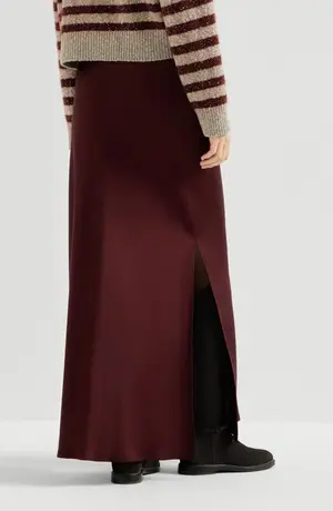 Brunello Cucinelli Satin Cady Fluid Bias-cut Skirt