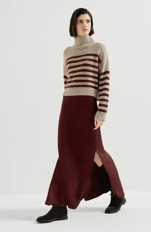 Brunello Cucinelli Satin Cady Fluid Bias-cut Skirt