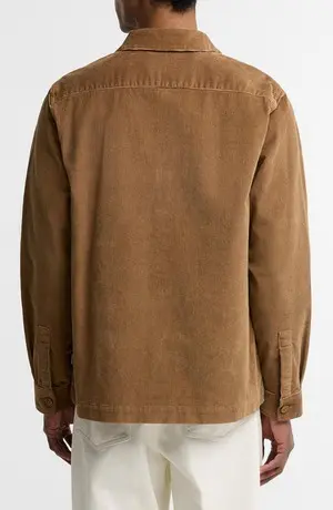 Barbour Tartan Trimmed Corduroy Shirt Jacket - Sandstone