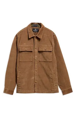 Barbour Tartan Trimmed Corduroy Shirt Jacket - Sandstone