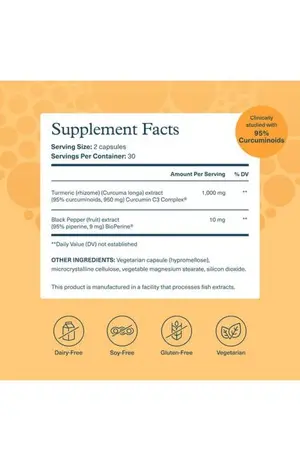 YOUTHEORY Extra Strength Turmeric Curcumin Joint Support Supplement 60 Vegetarian Capsules