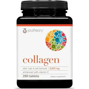YOUTHEORY Advanced Collagen 6000 Mg With Vitamin C Hair Skin Nails Supplement 290 Tablets - None
