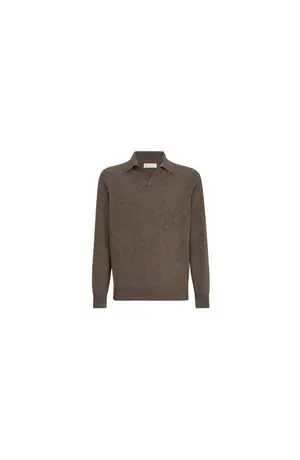 Brunello Cucinelli Mouliné Cashmere Knit Polo