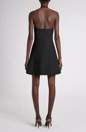 Valentino Garavani Embroidered Sequin Bow Wool & Silk Crepe Couture Minidress