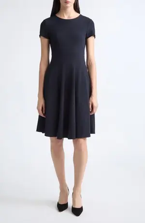 Emporio Armani Textured A-line Dress - Navy