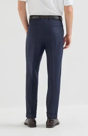 Brunello Cucinelli Virgin Wool Flannel Trousers With Pleat