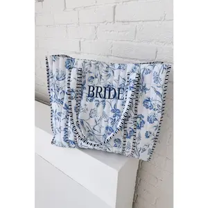 UNTAMED PETALS Beatrix Quilted Bridal Tote - Ivory