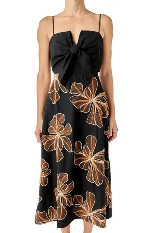 English Factory Embroidered Sleeveless Midi Dress