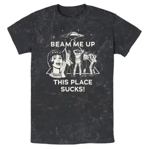 STRANGER THINGS Vintage This Place Sucks Ufo T Shirt - Black