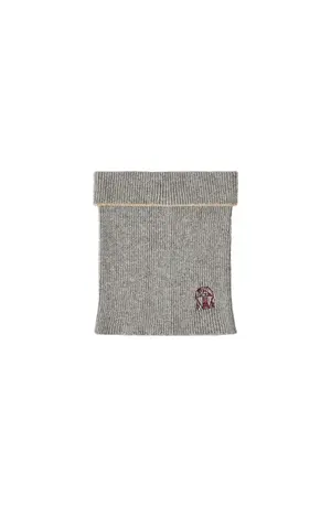 Brunello Cucinelli Cashmere Rib Knit Neck Warmer - Light Grey