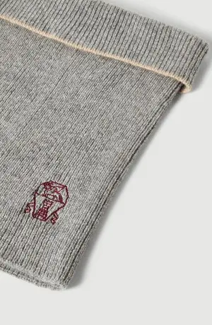 Brunello Cucinelli Cashmere Rib Knit Neck Warmer - Light Grey