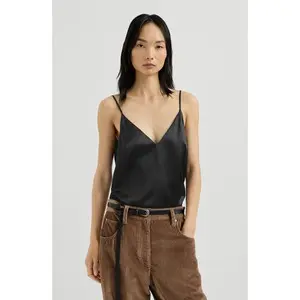 Brunello Cucinelli Stretch Silk Satin Camisole - Black