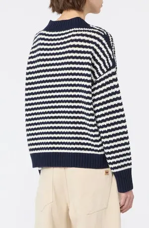 Max Mara Striped V-neck Virgin Wool Sweater