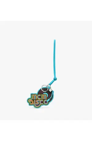 Mcm Disco Turntable Charm In Visetos Leather Mix - Blue Ceramic