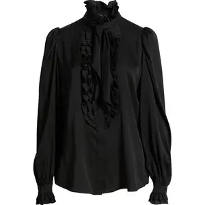Kobi Halperin North Tie Neck Silk Blend Blouse Black