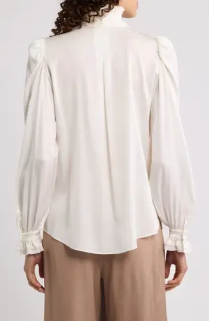 Kobi Halperin Silk Blend Tie Neck Blouse - Ivory