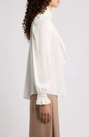 Kobi Halperin Silk Blend Tie Neck Blouse - Ivory