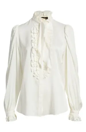 Kobi Halperin Silk Blend Tie Neck Blouse - Ivory