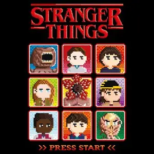 STRANGER THINGS Netflix Character Box 8 Bits Players T Shirt