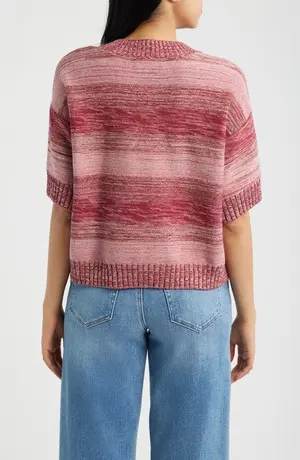 CITY BLUES Broome Melange Stripe Crewneck Sweater - Cherry