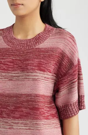 CITY BLUES Broome Melange Stripe Crewneck Sweater - Cherry