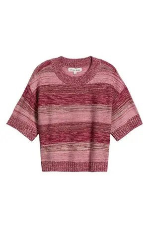 CITY BLUES Broome Melange Stripe Crewneck Sweater - Cherry