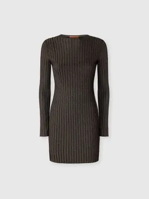Missoni Ribbed Viscose Lamé Mini Dress - Brown